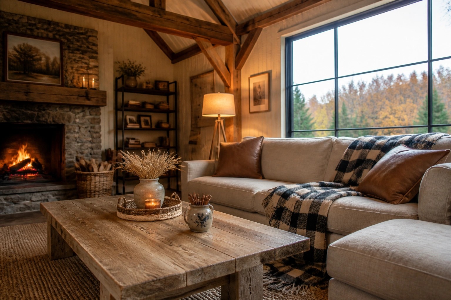 22 Rustic Fall Living Room Decor Ideas Featuring Natural Wood And Warm ...