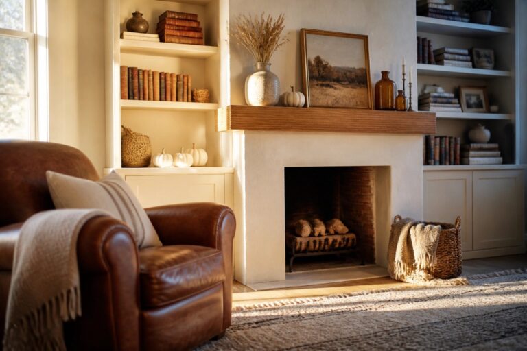 23 Beautiful Fall Living Room Shelf Decor Ideas For Built-Ins And Bookcases